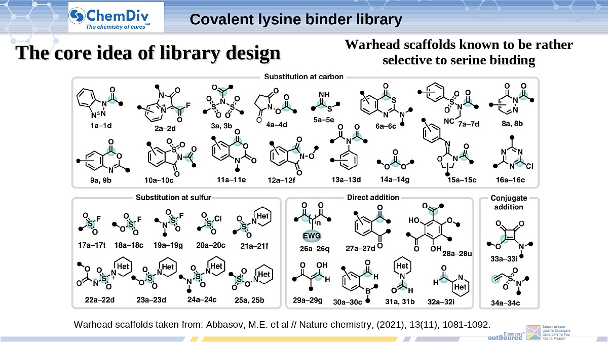 Covalent lysine binder library